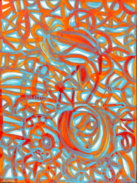 Orange & Blue Painting by Uli Rossier - Nina Haggerty Centre for the Arts
